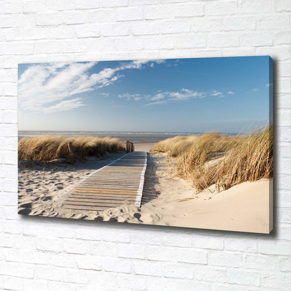 Haus am Meer Leinwanddruck - Wandkunst - Prints On Canvas - 100X70 Image Picture Theme: Pfad auf ...